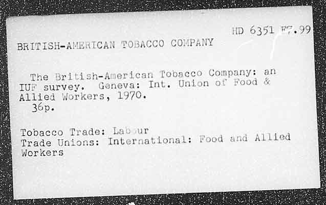 BRITISH-AMERICAN TOBACCO COMPANY - London Metropolitan University - TUC ...