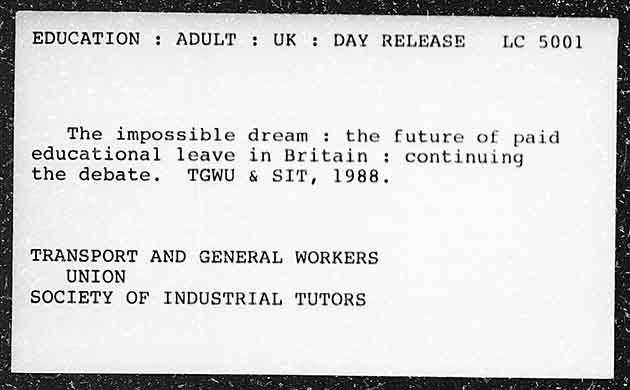 EDUCATION : ADULT : U. K. : DAY RELEASE - London Metropolitan ...