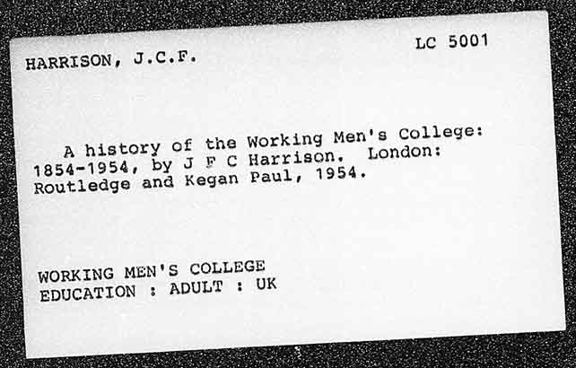HARRISON, J.C.F. - London Metropolitan University - TUC Library ...