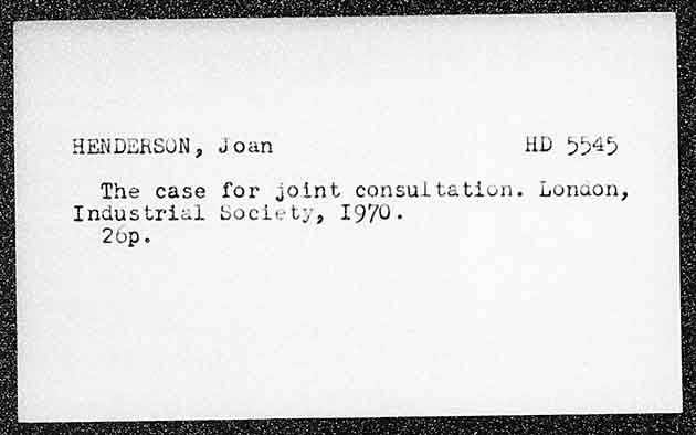 HENDERSON, Joan - London Metropolitan University - TUC Library ...