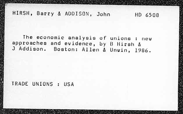 HIRSH, Barry & ADDISON, John - London Metropolitan University - TUC ...
