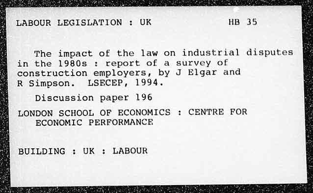 LABOUR LEGISLATION: UK - London Metropolitan University - TUC Library ...