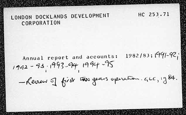 LONDON DOCKLANDS DEVELOPMENT CORPORATION - London Metropolitan ...