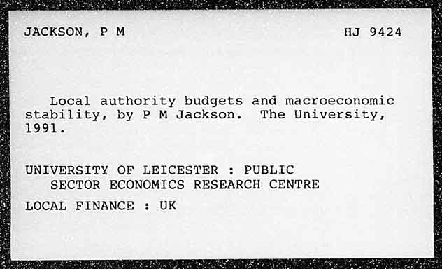 JACKSON, P M - London Metropolitan University - TUC Library Collections ...